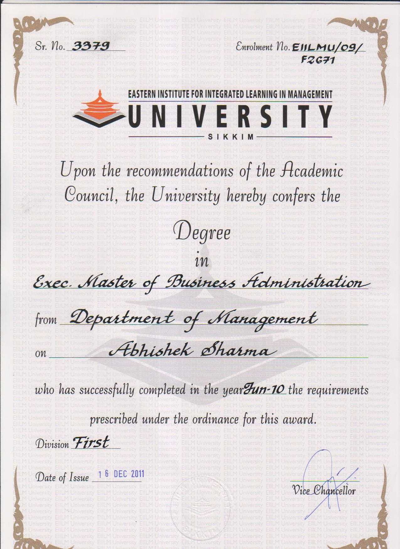 11 Best Photos Of Degree Certificate Format Bachelor Intended For