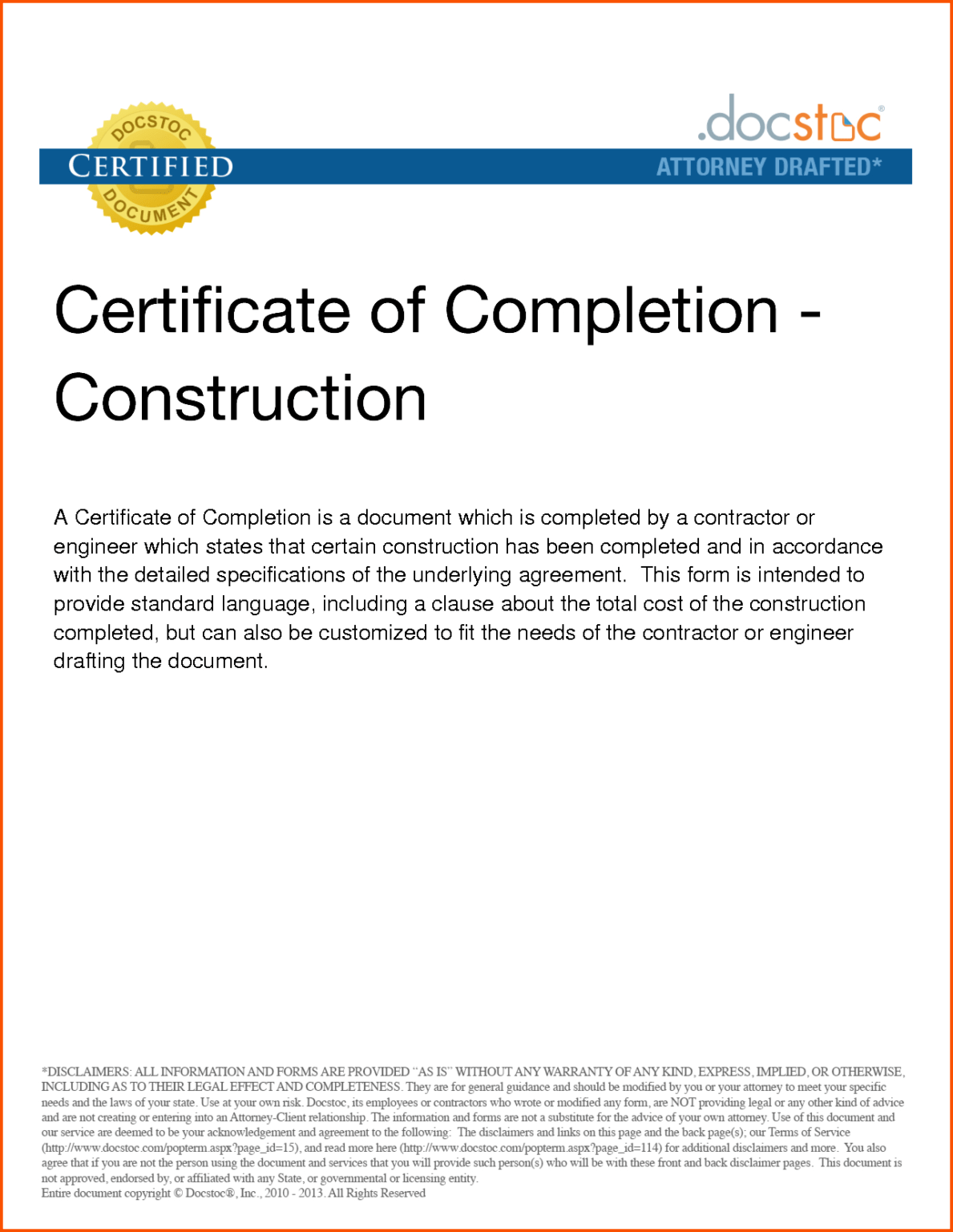 12+ Printable Certificate Of Completion | Survey Template Words ...