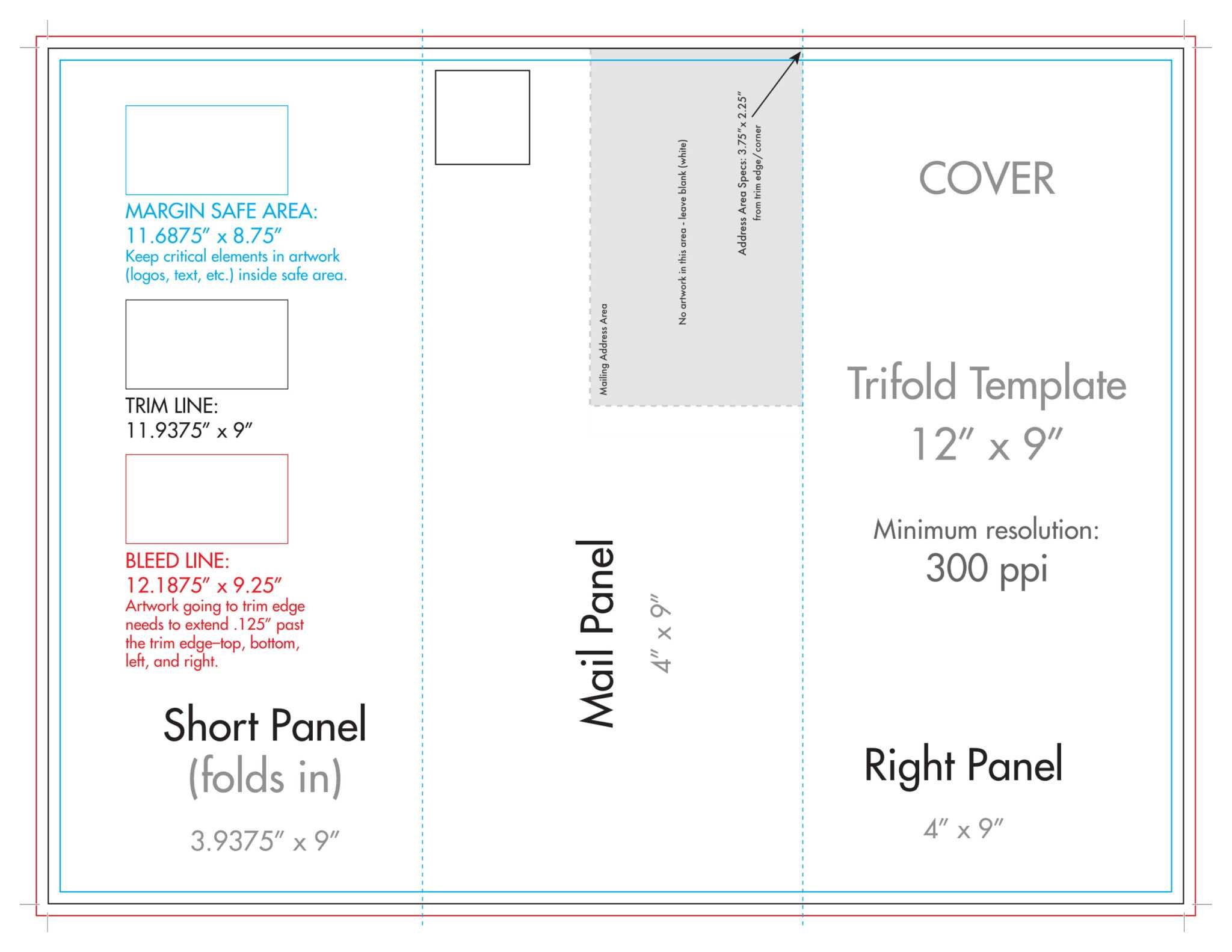 12" X 9" Rack Brochure Template (Tri Fold) – U.s. Press inside 4 Panel ...