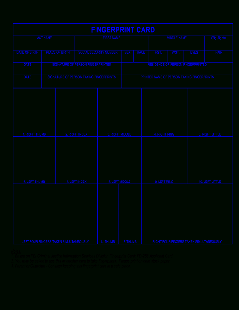 Blank Fingerprint Card | Templates At Allbusinesstemplates in Blank ...
