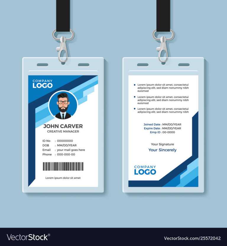 Blue Graphic Employee Id Card Template throughout Work Id Card Template ...