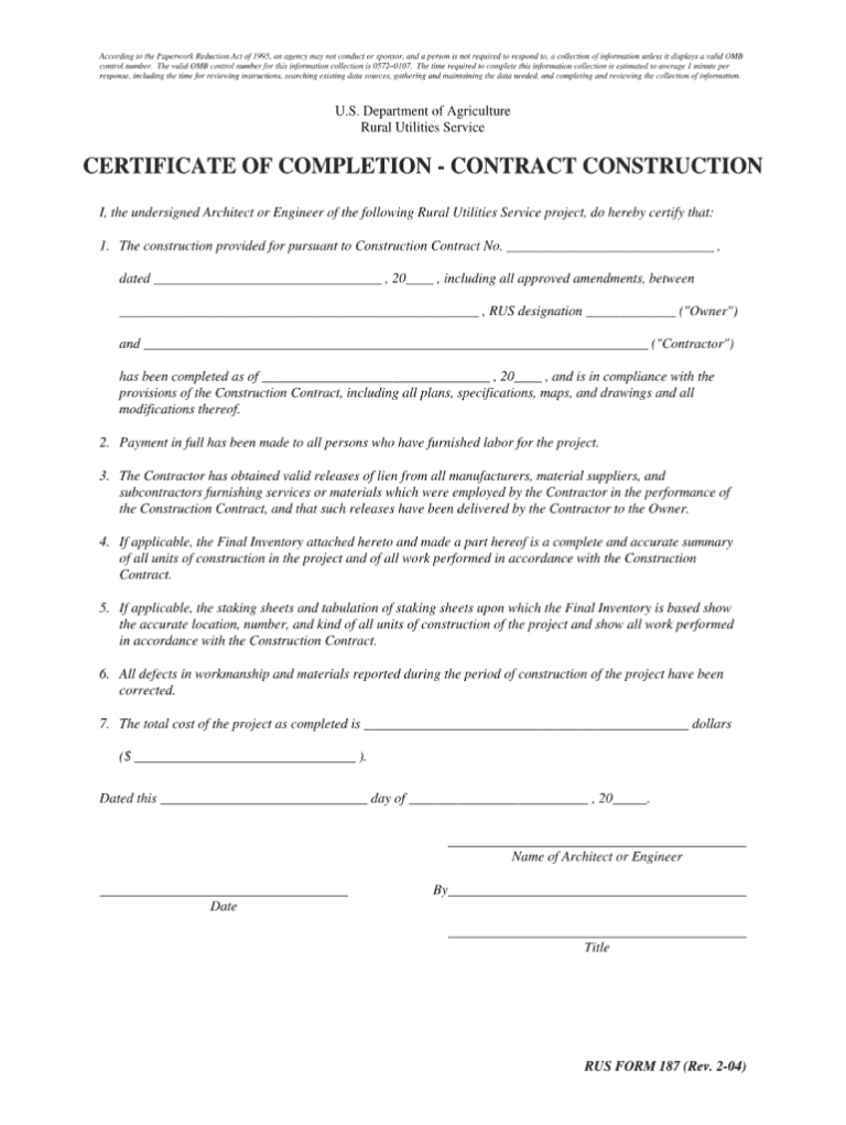 Building Construction Completion Certificate Format – Fill in ...
