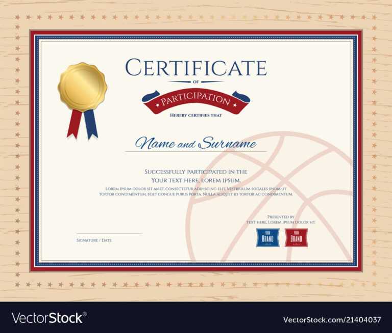 Certificate Template In Basketball Sport Theme Vector Image inside ...