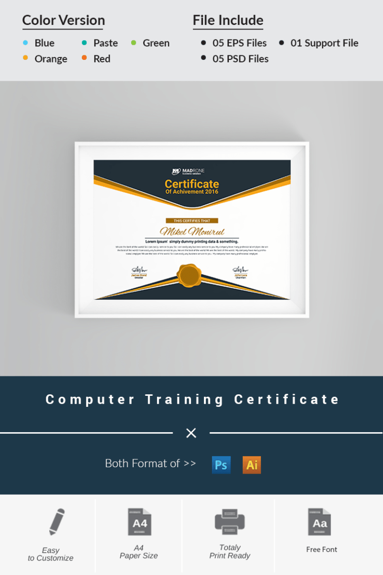 Computer Training Certificate Template with regard to Training ...