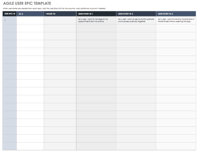 Download Free User Story Templates |Smartsheet throughout Agile Story ...