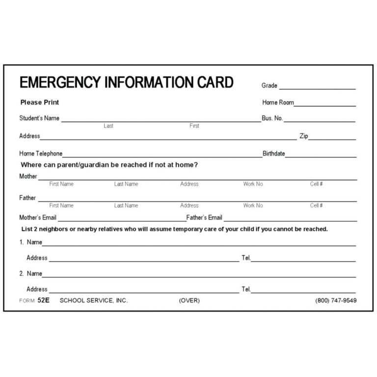 Free Emergency Contact Form Template For Employees Unique for Emergency ...