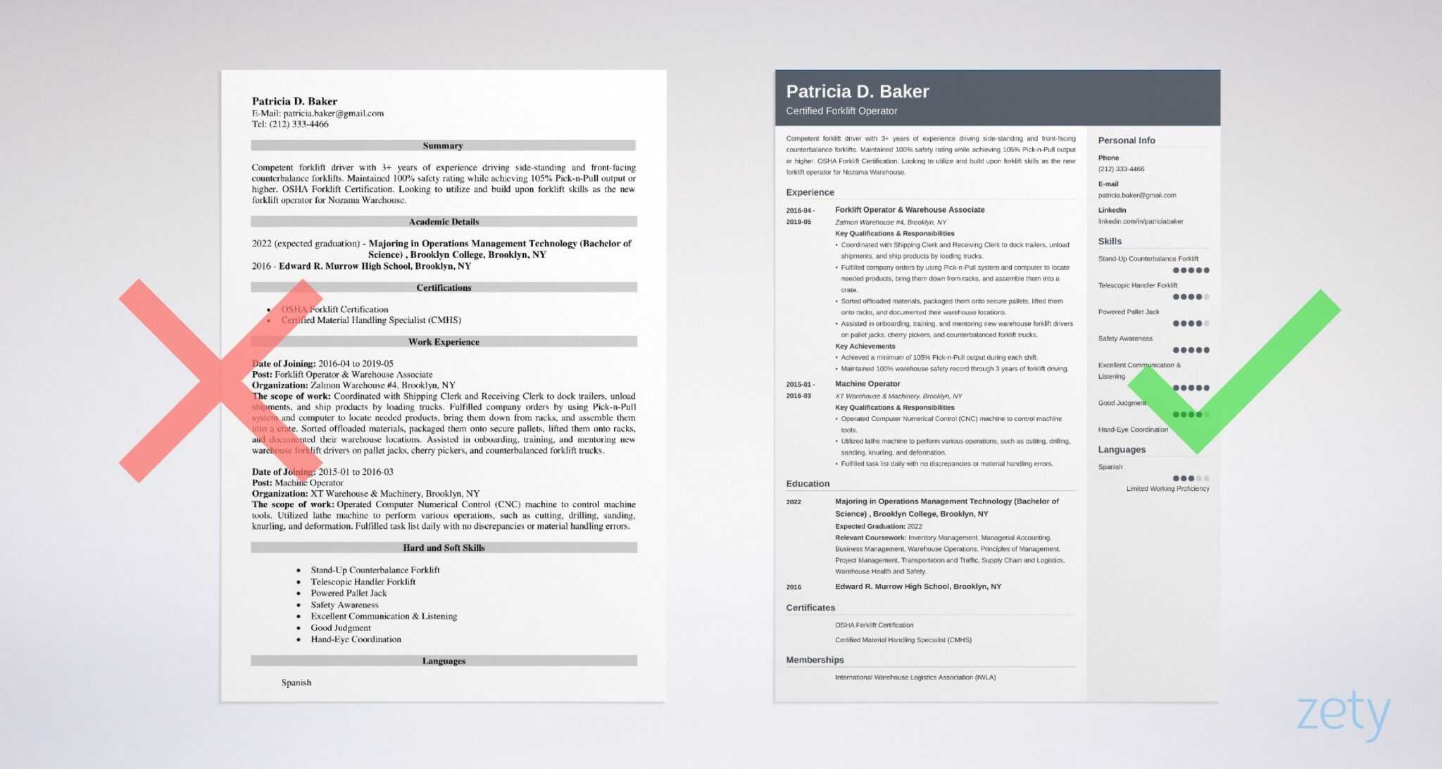 Forklift Operator Resume: Sample & Job Description Guide for Forklift ...