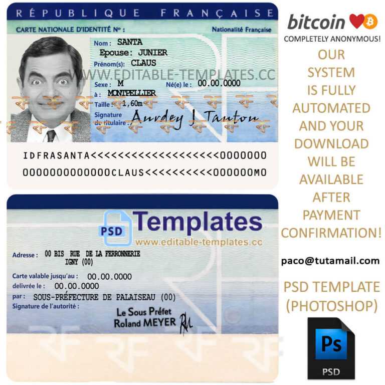 French Id Card Template - Great Professional Templates