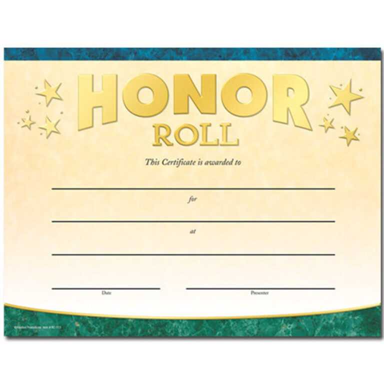 Principal's Honor Roll Gold Foil-Stamped Certificates in Honor Roll ...