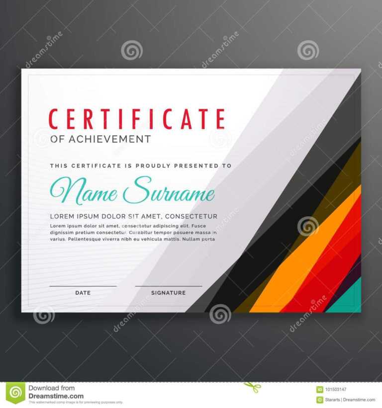 Modern Certificate Design Template With Colorful Lines Stock intended ...
