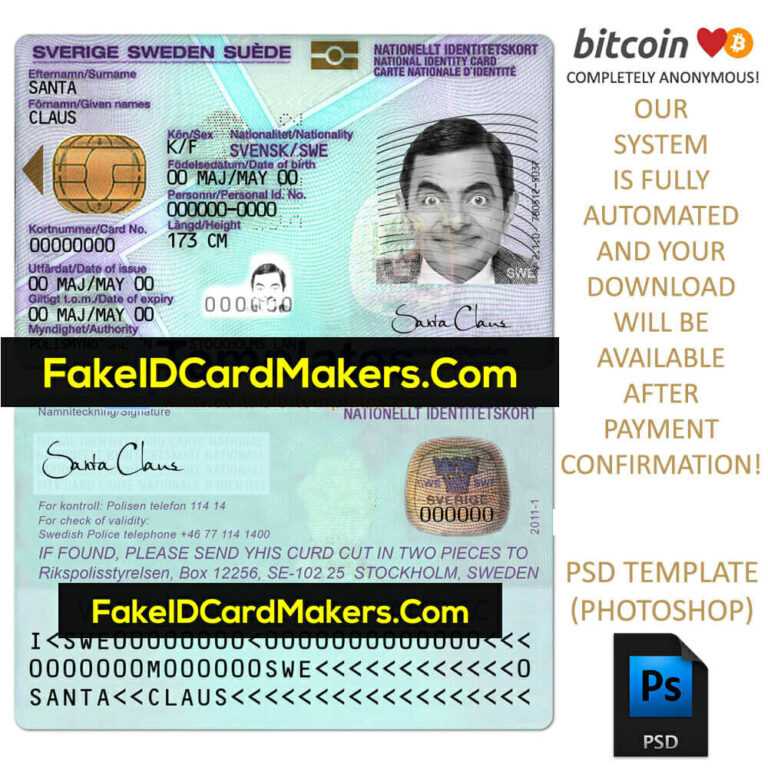 Sweden Id Card Template Psd Editable Fake Download for Blank Social ...